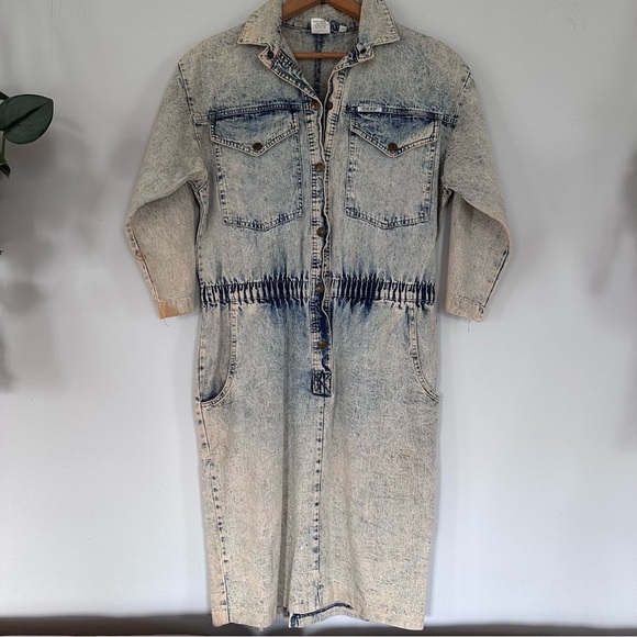 Ideas | Dresses | Vintage 8s Ideas Stone Acid Washed Denim Snap Front ...